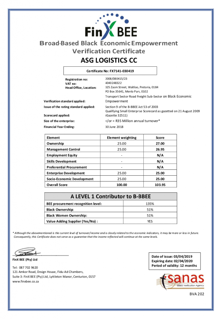 Certifications – ASGLO